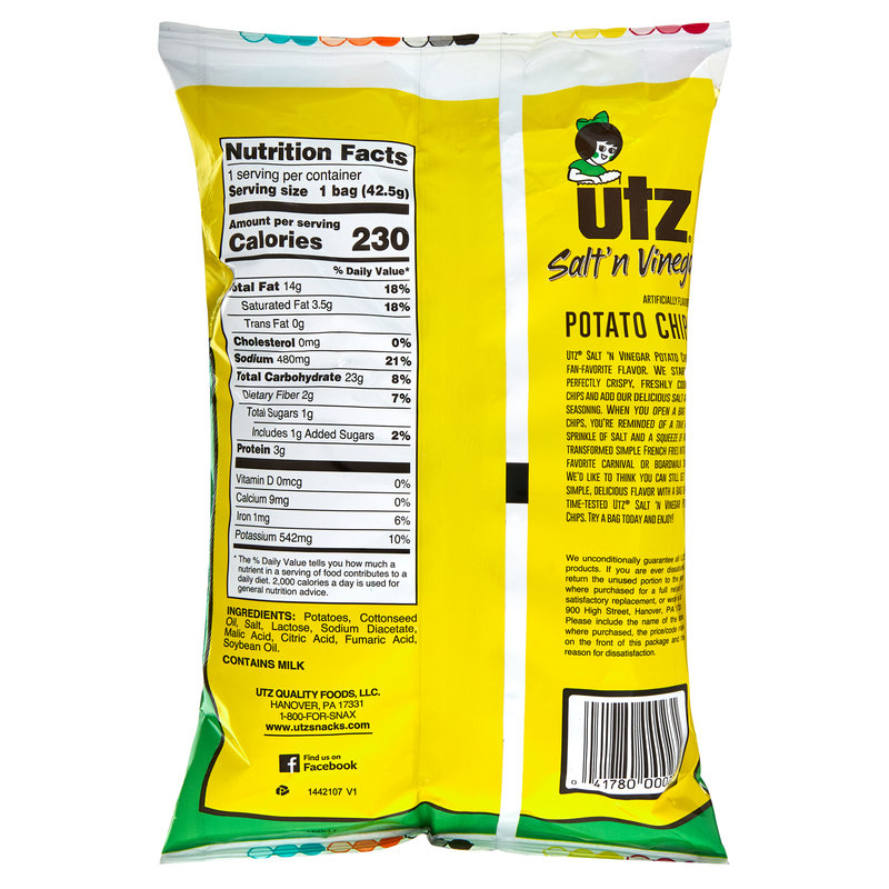 Utz Salt & Vinegar Potato Chips 1.5oz : Snacks fast delivery by App or ...