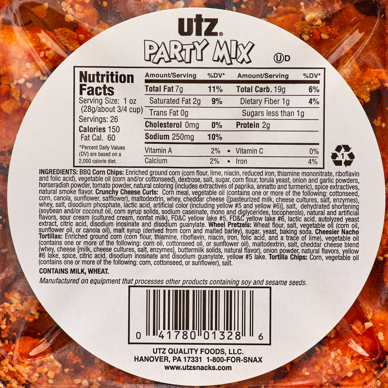 Utz Party Mix Barrel 26oz : Snacks fast delivery by App or Online