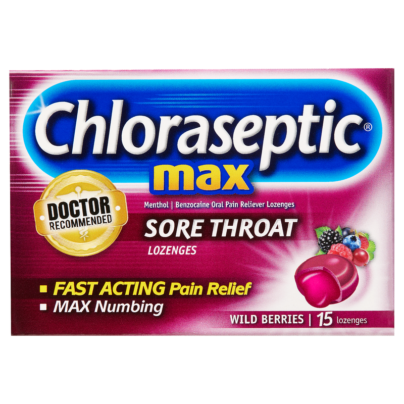 Chloraseptic Max Strength Sore Throat Lozenges Wild Berries 15ct ...
