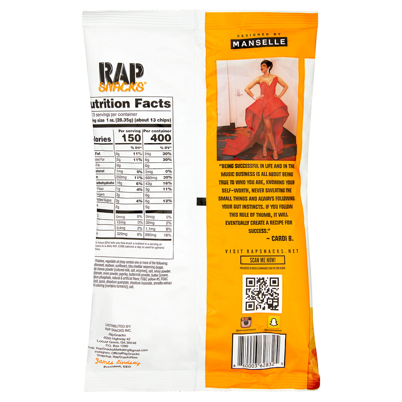 Rap Snacks Cardi B Cheddar Bar-B-Que Chips 2.75oz : Snacks fast ...