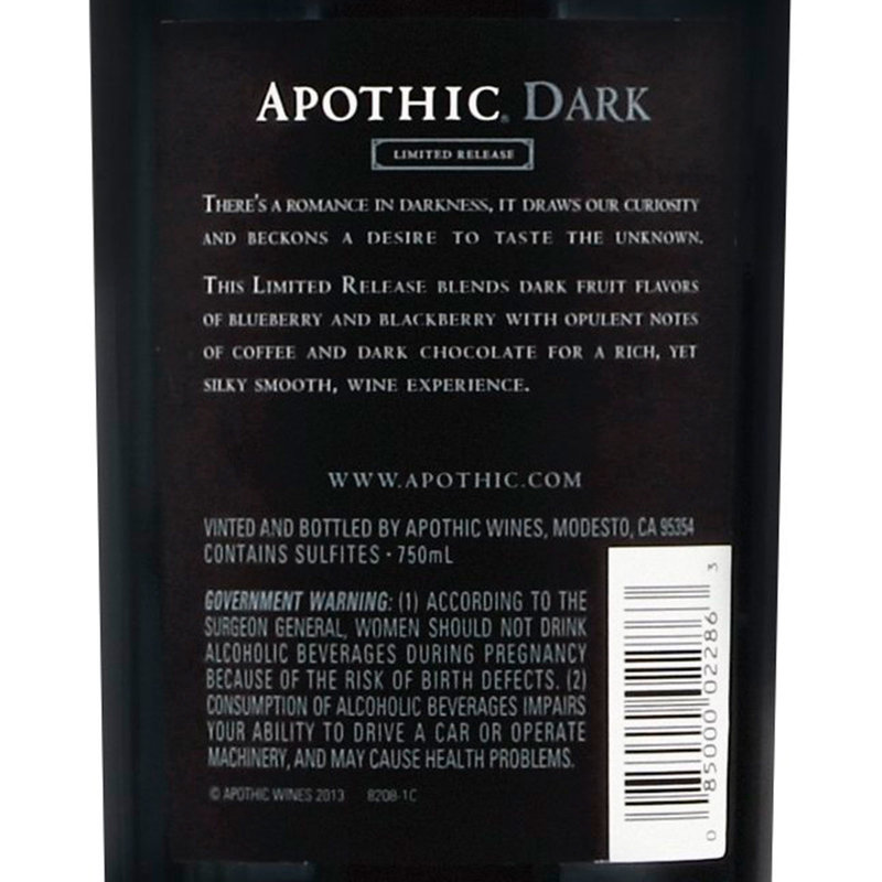 Apothic Dark Red Blend 750ml : Alcohol fast delivery by App or Online