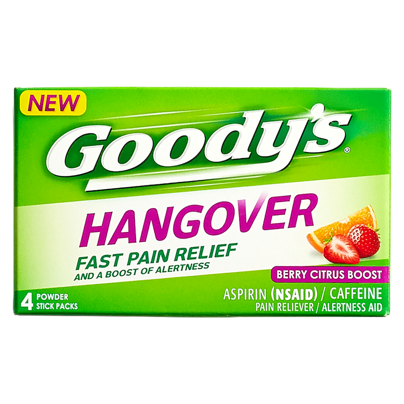 Goody's Hangover Fast Pain Relief Berry Citrus Powder Sticks 4ct ...