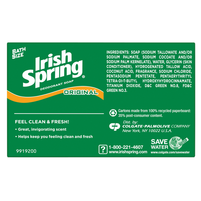 Irish Spring Original Deodorant Soap Bars 3pk 3.7oz : Bath & Beauty ...