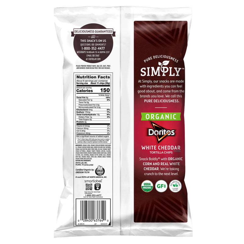 Doritos Simply Organic White Cheddar Flavored Tortilla Chips 7.5oz ...