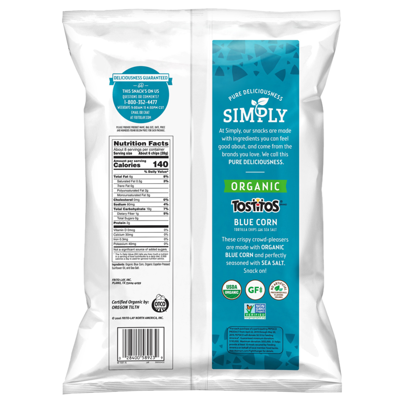 Tostitos Simply Organic Blue Corn Tortilla Chips 8.25oz : Snacks fast ...