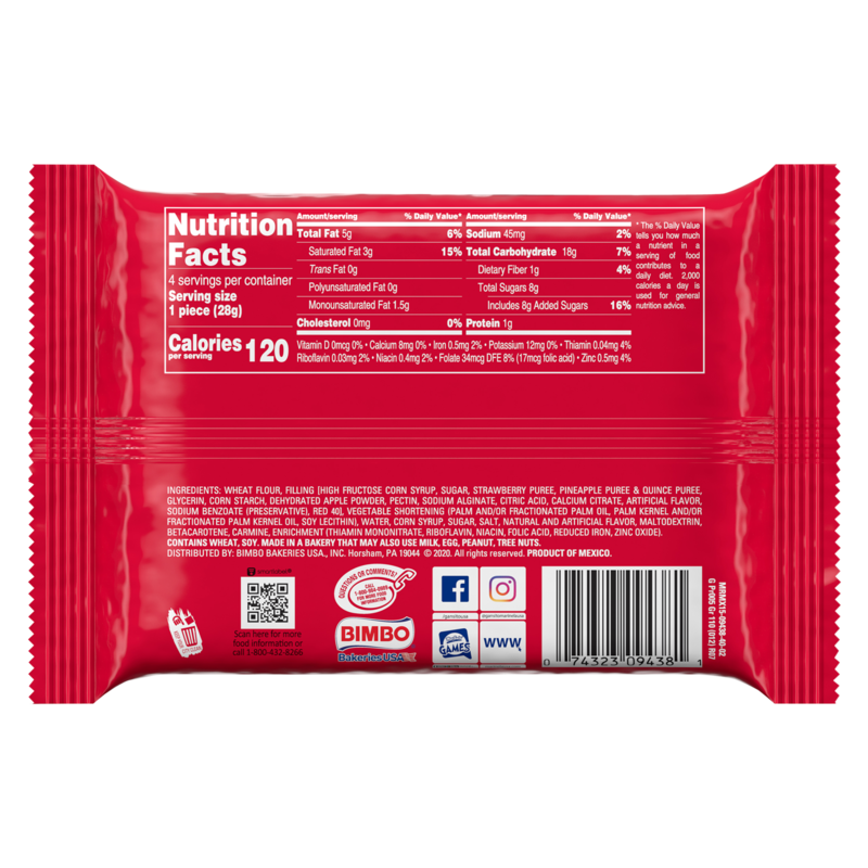 Marinela Barritas Fresa Single Serve 4ct : Snacks fast delivery by App ...