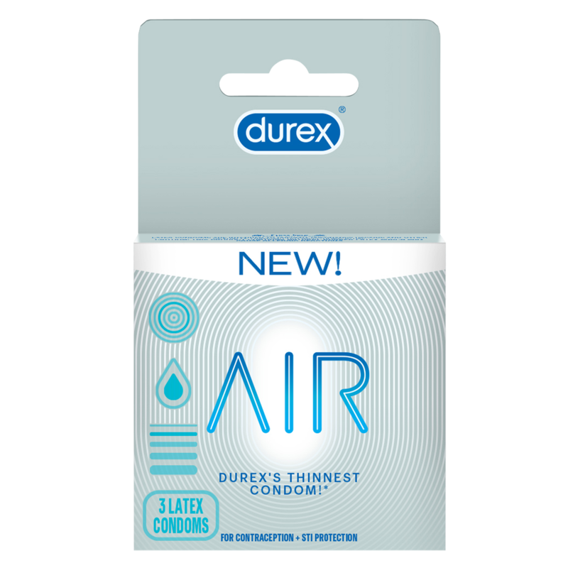 Durex Air Extra Thin Transparent Natural Rubber Latex Condoms 3ct ...