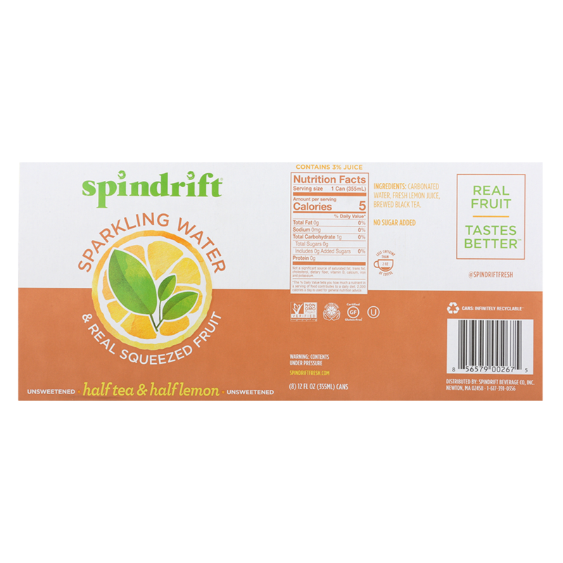 Spindrift Half Tea Half Lemonade Sparkling Water 8pk 12oz can : Drinks fast delivery by App or ...