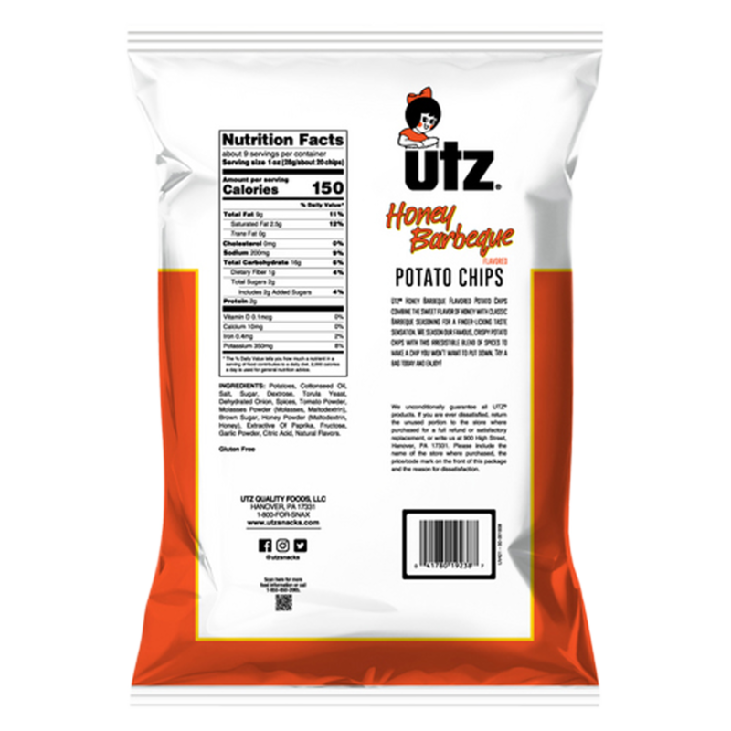 Utz Potato Chips Honey BBQ 8.5oz : Snacks fast delivery by App or Online