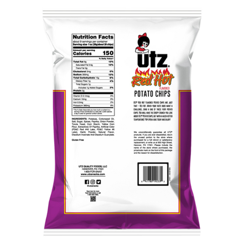 Utz Potato Chips Red Hot 8.5oz : Snacks fast delivery by App or Online