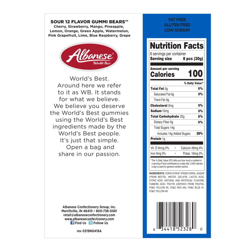 Albanese Confectionery Sour 12 Flavor Gummi Bears 3.5oz : Snacks fast ...