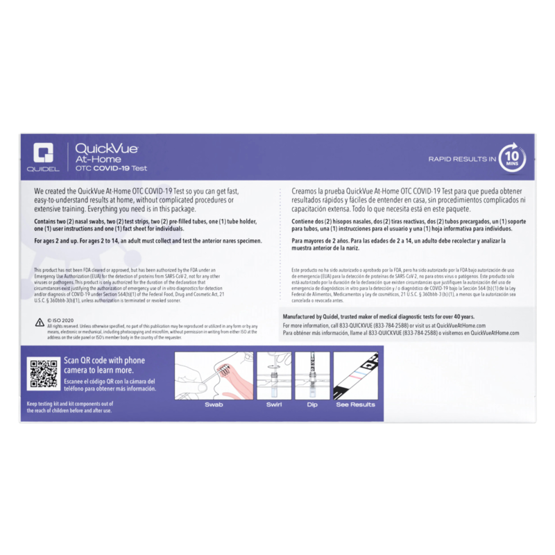 Quidel QuickVue At-Home OTC Covid-19 Test 2ct : Health fast delivery by ...