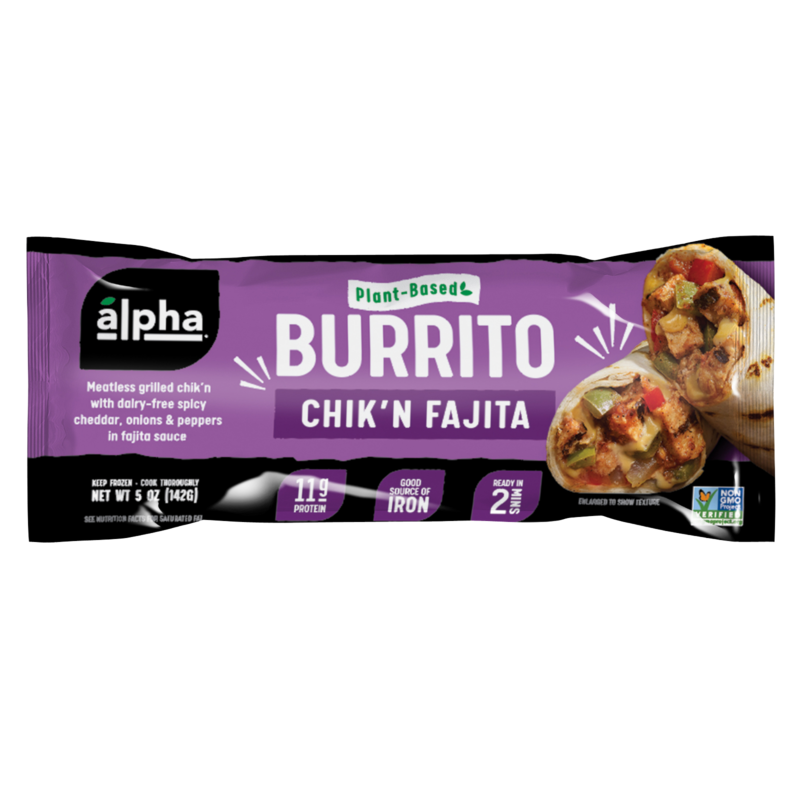 Alpha Foods Frozen Plant Based Chik'N Fajita Burrito 1ct 5oz : Quick ...